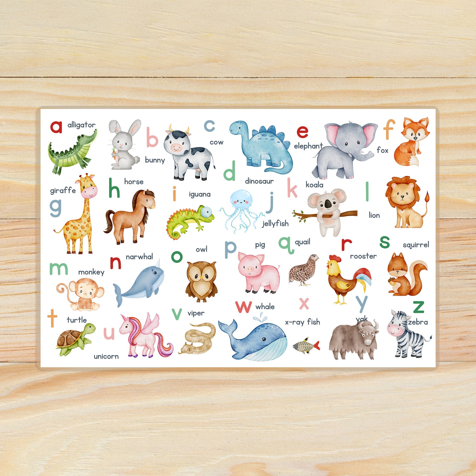 Personalized Animal Alphabet Placemat With Custom Name ABC - Etsy