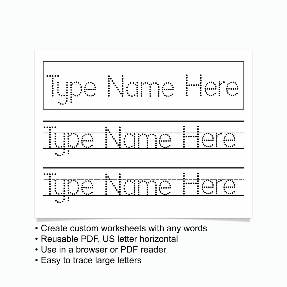 Custom Name Handwriting Practice Sheet, Editable Tracing Worksheet ...
