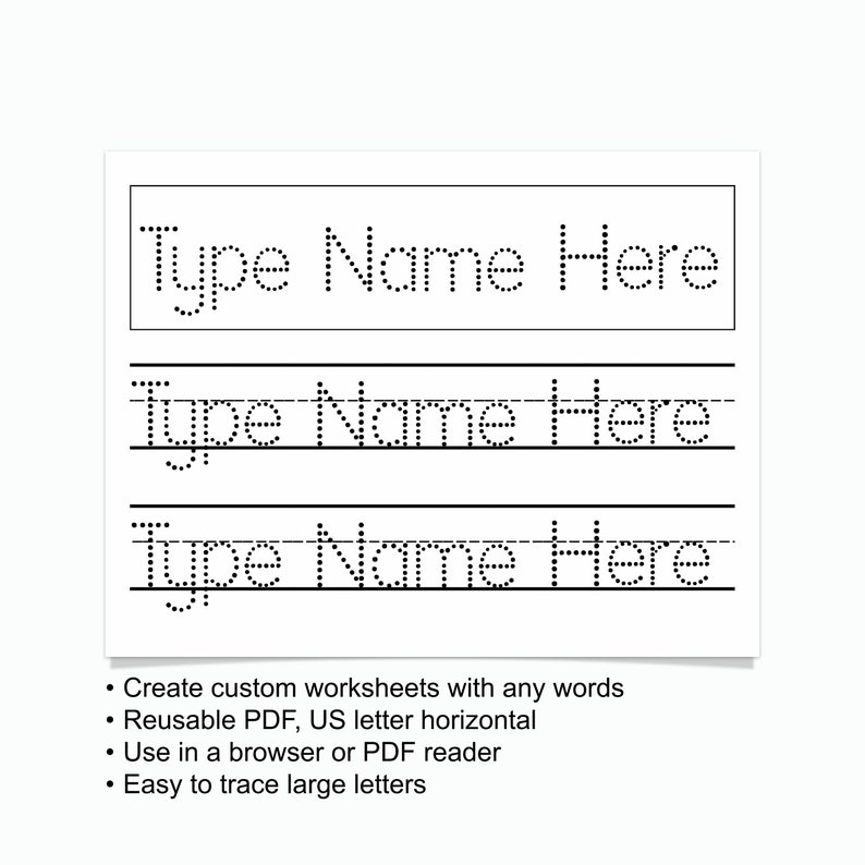 Custom Name Handwriting Practice Sheet, Editable Tracing Worksheet ...