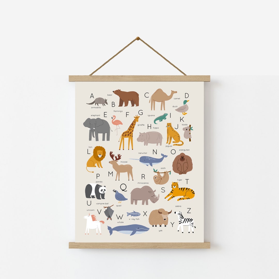 CANVAS Framed Alphabet Poster, Animal Alphabet Poster for Toddlers ...