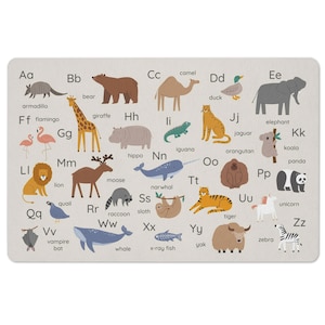 Personalized Placemat for Kids, Animals Alphabet Custom Name ABC Place ...