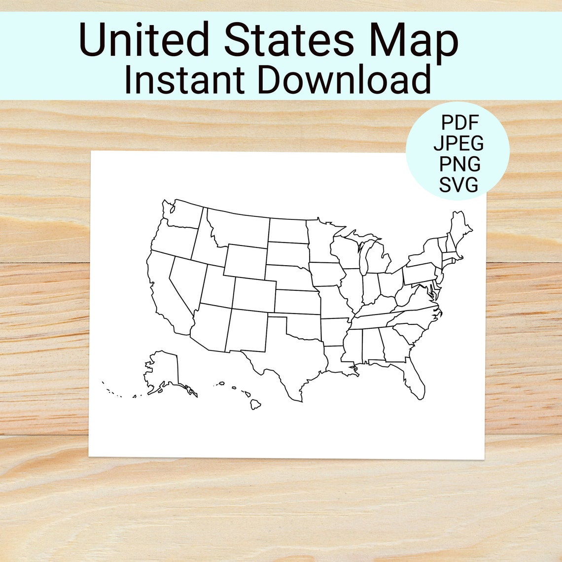 United States Map, Color and Learn, Coloring Printable USA US Instant ...