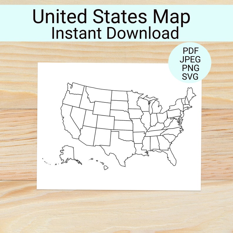 United States Map, Color and Learn, Coloring Printable USA US Instant ...