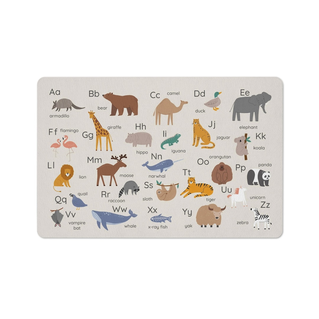 Personalized Placemat for Kids Animals Alphabet Custom Name - Etsy