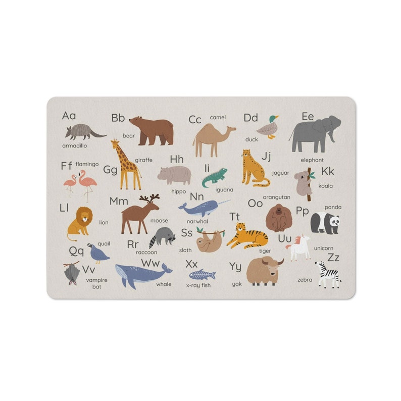 Personalized Placemat for Kids Animals Alphabet Custom Name - Etsy