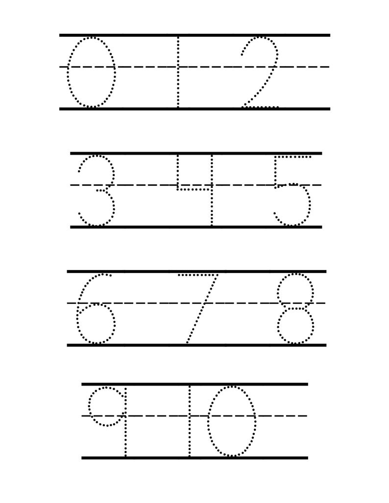 1-10 Number Tracing, Preschool Worksheet Printable, Handwriting ...