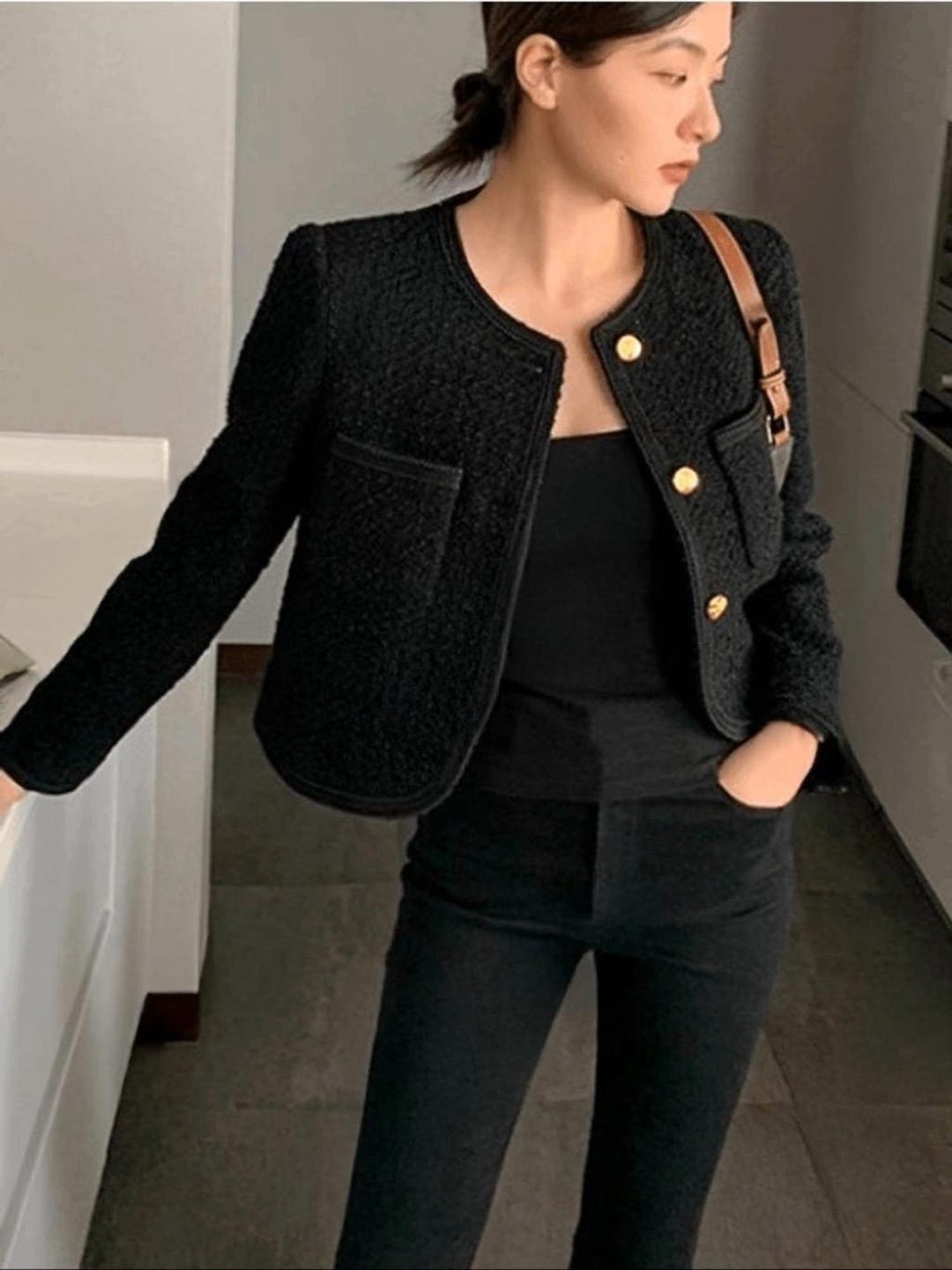 GLA Gold Button Pocket Tweed Jacket - Etsy