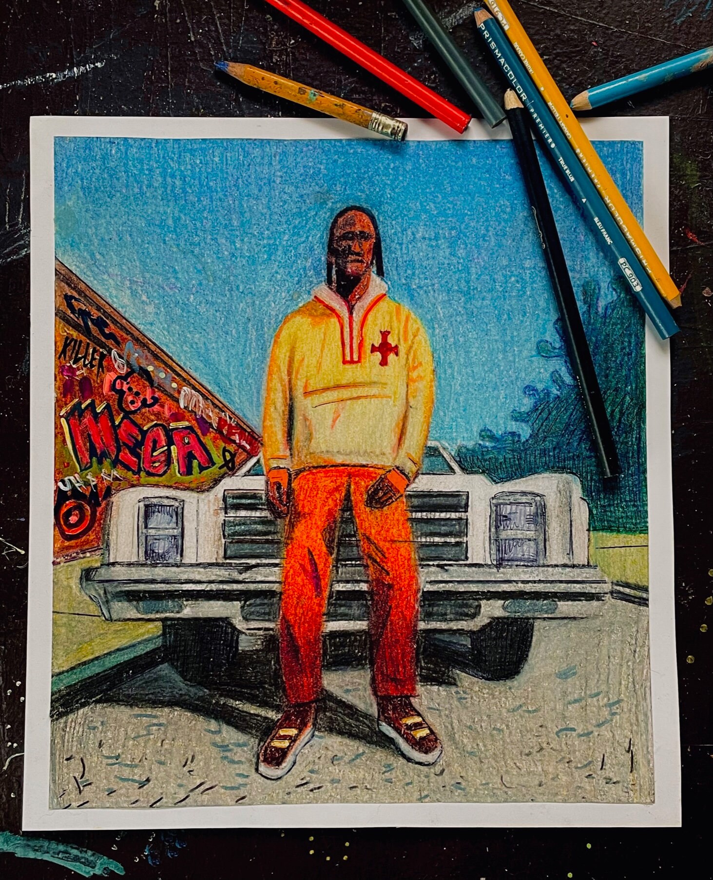 Color Pencil Drawing Native American Street Style - Etsy