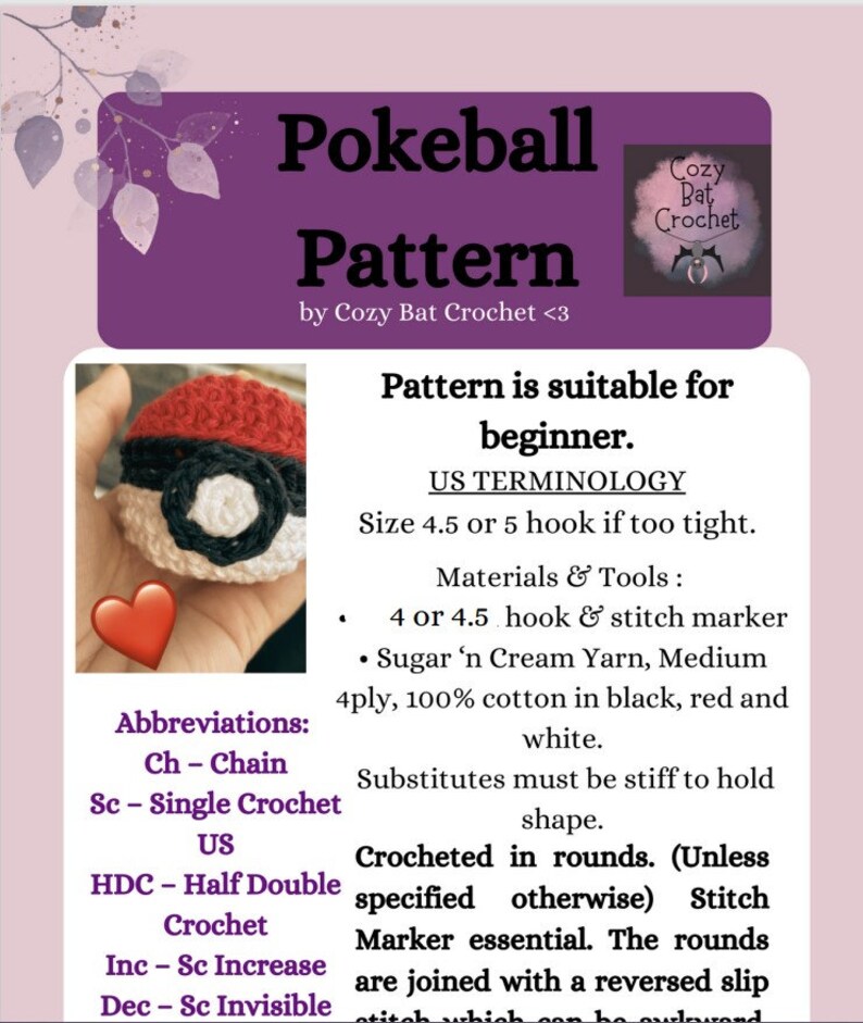 Pokemon Pokeball Crochet PATTERN. DIGITAL DOWNLOAD. ball - Etsy