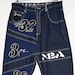 UNK Denim Jeans NBA Embroidered Basketball Pants, Vintage Streetwear ...