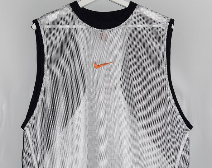 Vintage 90's Nike Basketball Jersey Black White Orange Swoosh ...