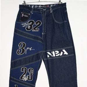 UNK Denim Jeans NBA Embroidered Basketball Pants, Vintage Streetwear ...