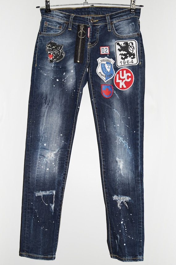 Dsquared2 Splatter Paint & Badges Jeans / Made in Italy - Etsy Dsquared2 Splatter Paint & Badges Jeans / Made in Italy - Etsy
