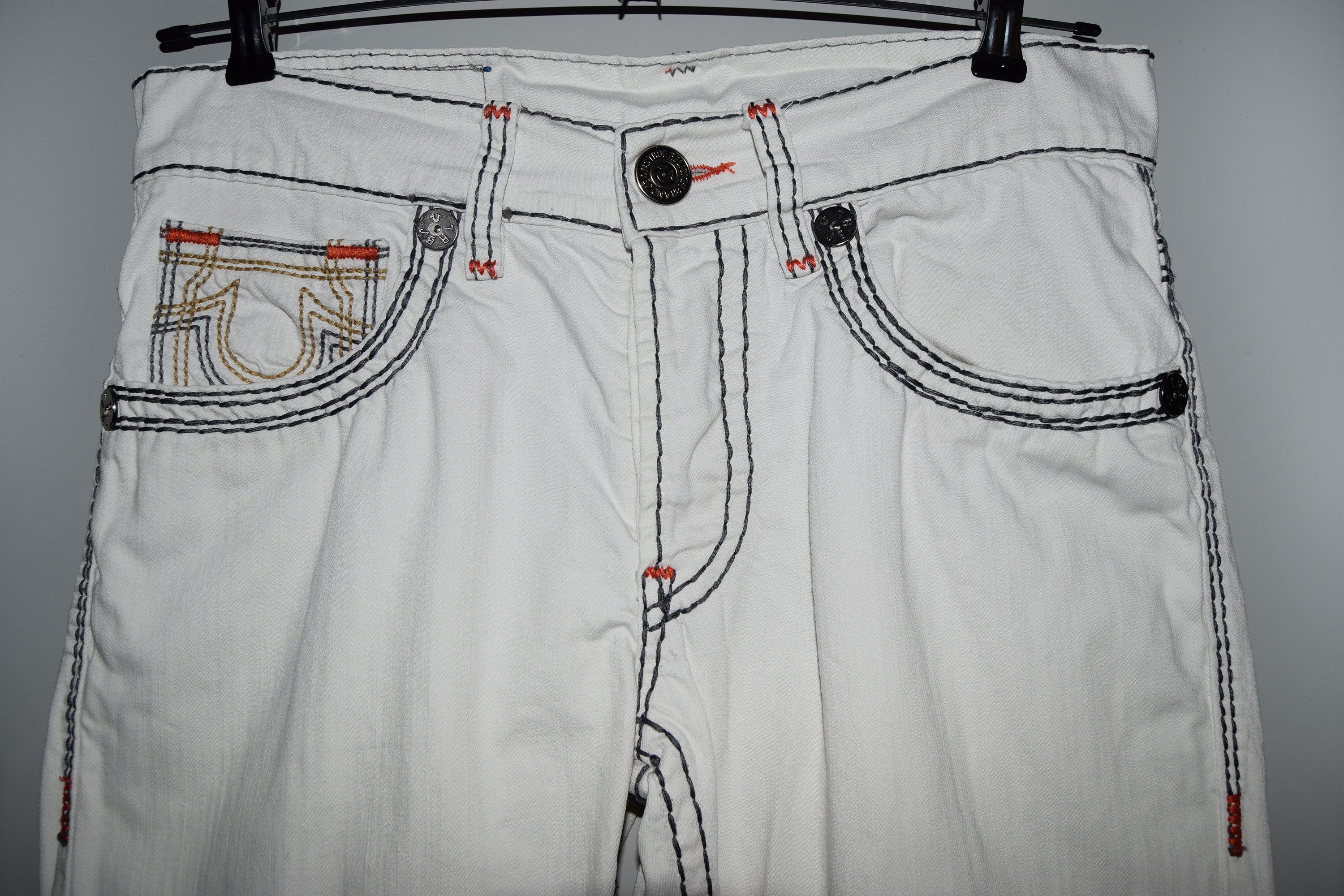 True Religion Jeans White With Black Stitching