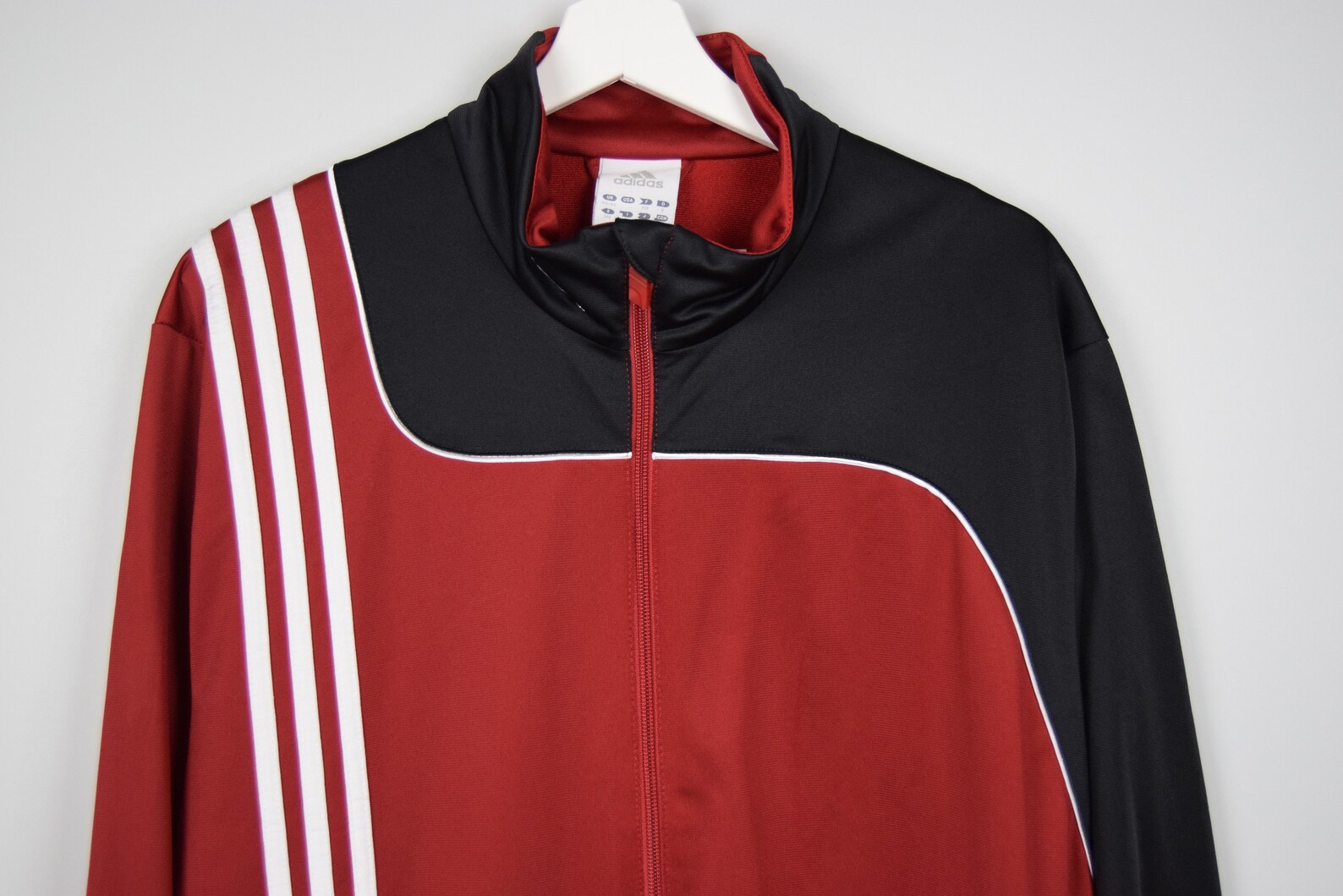Adidas Tracksuit Top Track Jacket Full Zip Sport Jacket Red Black Three ...