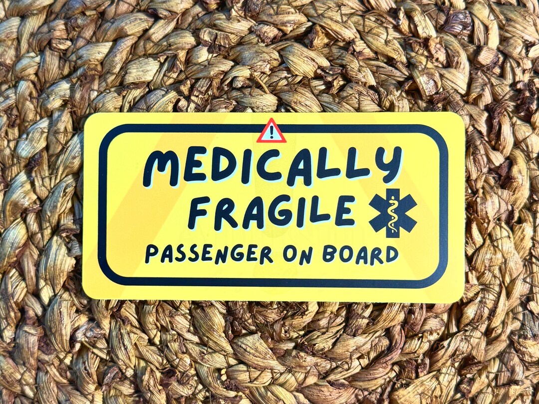 Medically Fragile Passenger on Board Car Decal Medical Alert ID Tag ...
