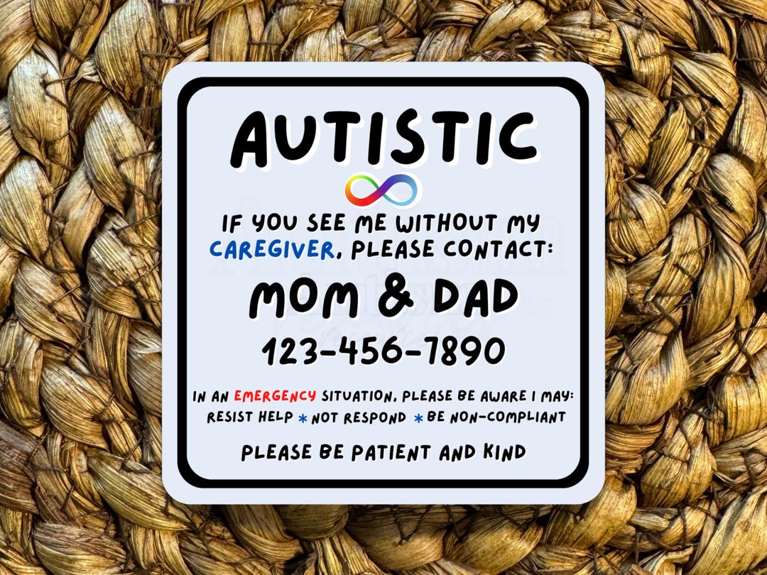 Autism Personalized ASD Non Speaking Elopement Awareness Vinyl Safety ...