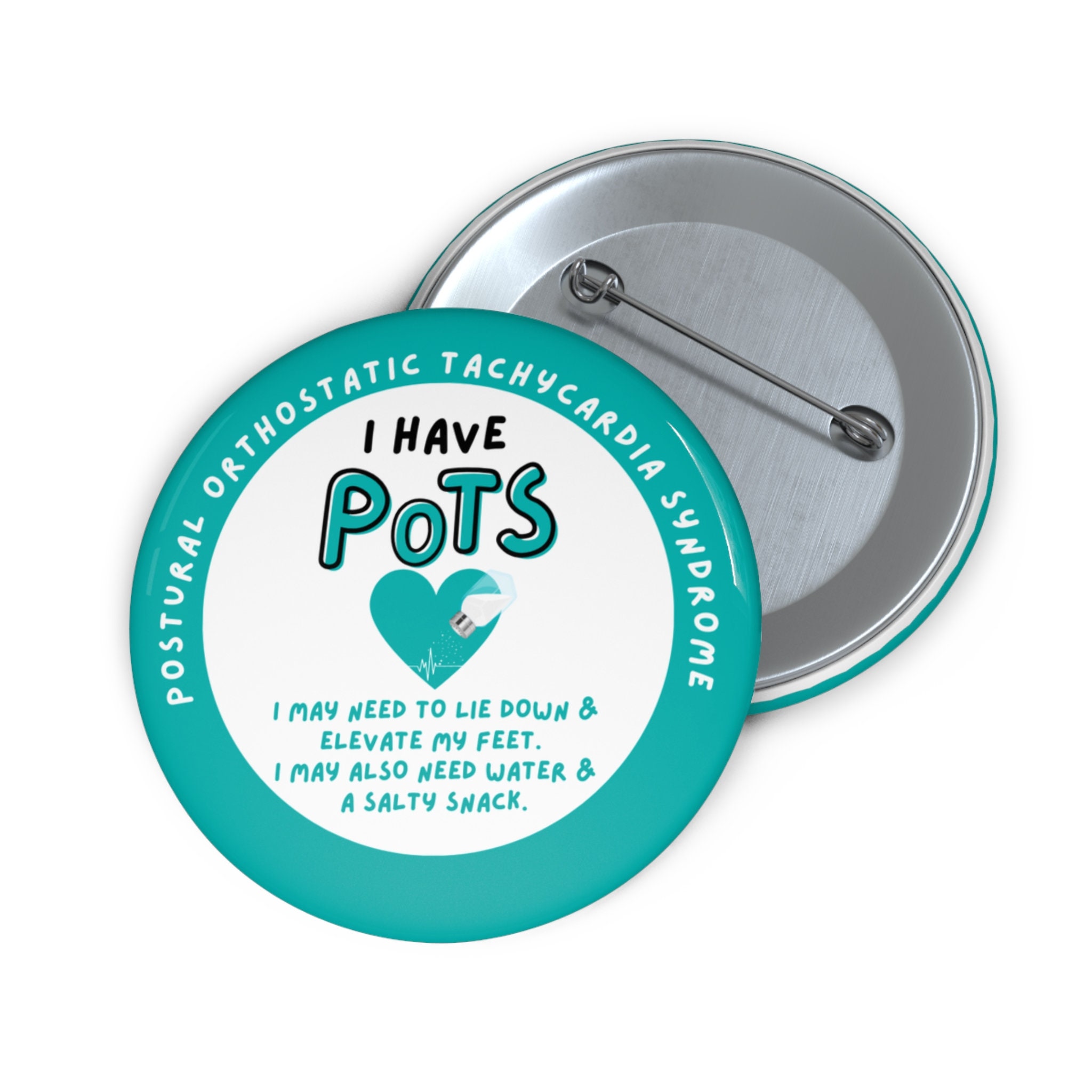 POTS Dysautonomia Awareness Emergency Medical Alert Tag Button Pin ...