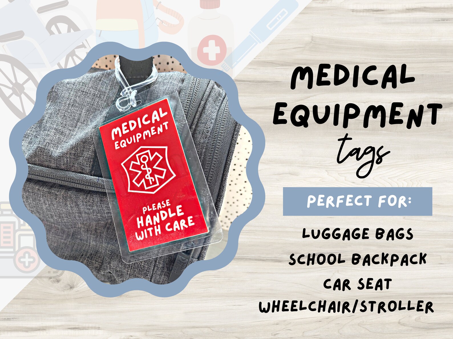 Medical Equipment Tag Medical Bag Tag Medical Alert Tag - Etsy