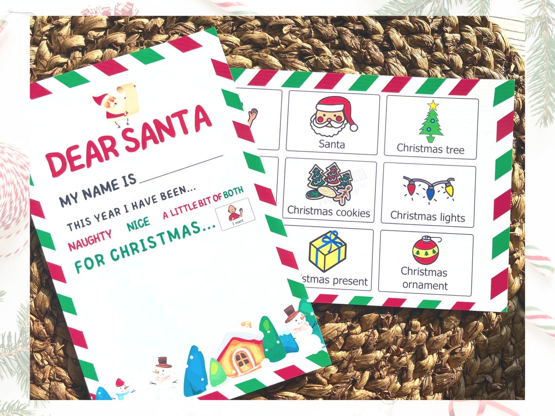 Dear Santa Printable Card Christmas PECS Communication Board - Etsy