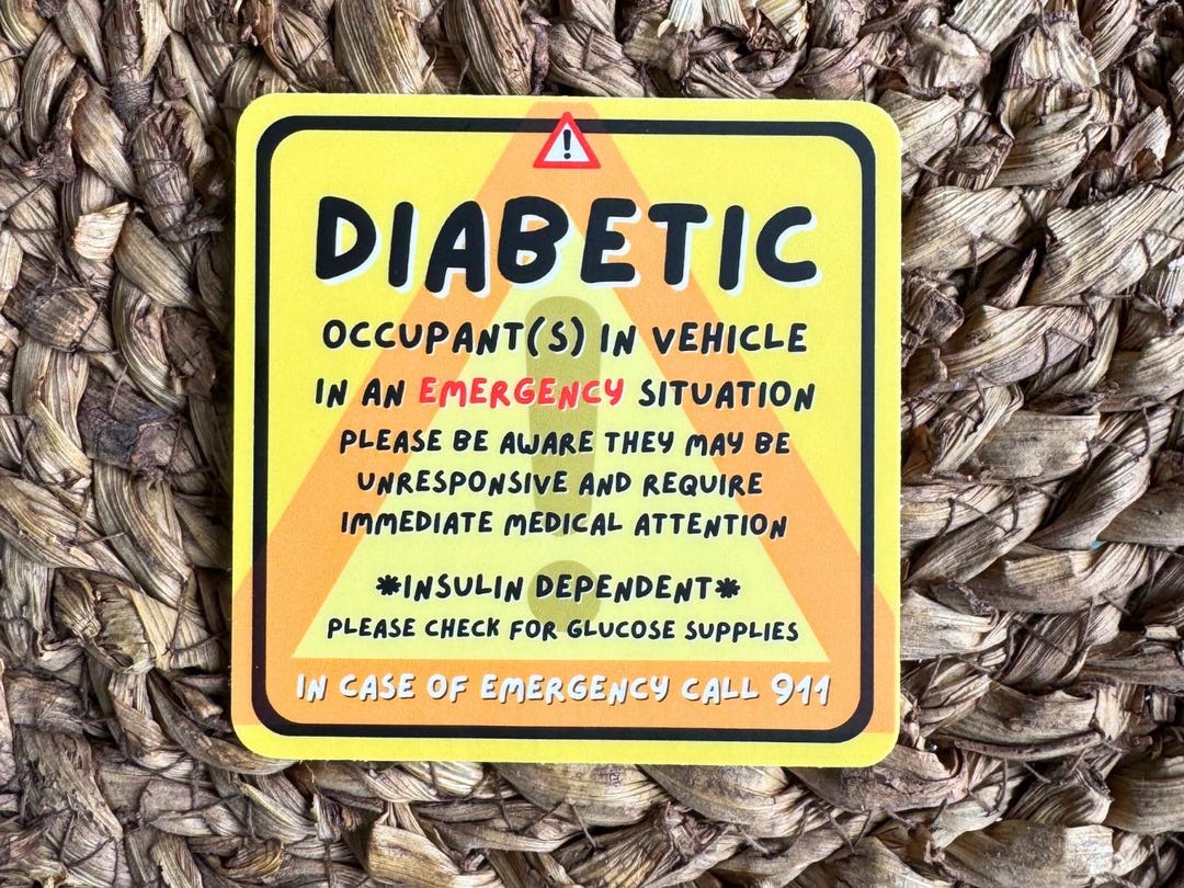 Diabetes Diabetic Insulin Medical ID Alert Vinyl Car Decal Sticker ...