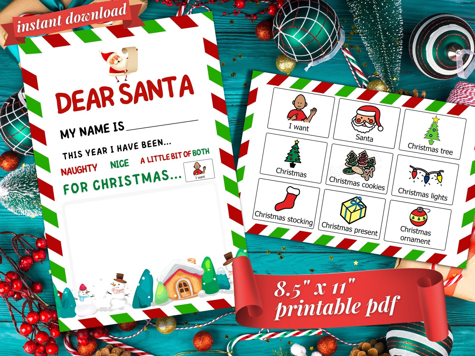 Dear Santa Printable Card Christmas PECS Communication Board - Etsy