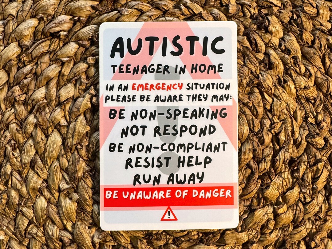 Autistic Teenager Teen Adult in Home Decal Sign | Teen With Autism in ...