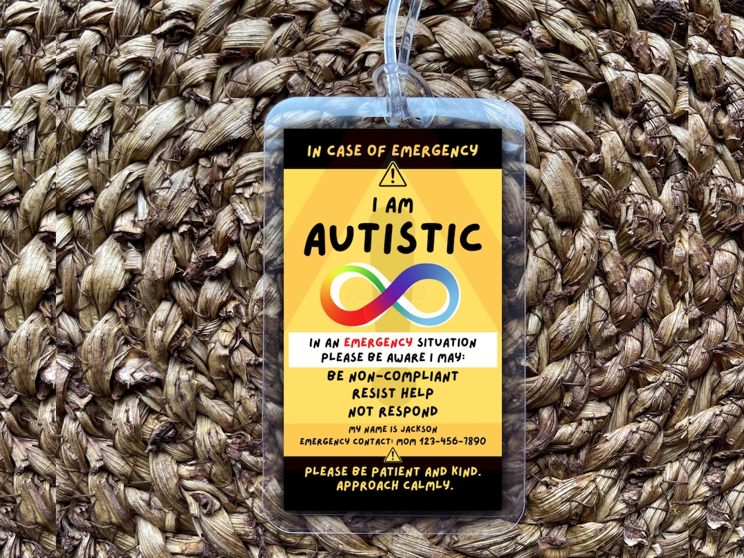 I Am Autistic Non Verbal Non Speaking Autism Emergency Medical Alert ID ...