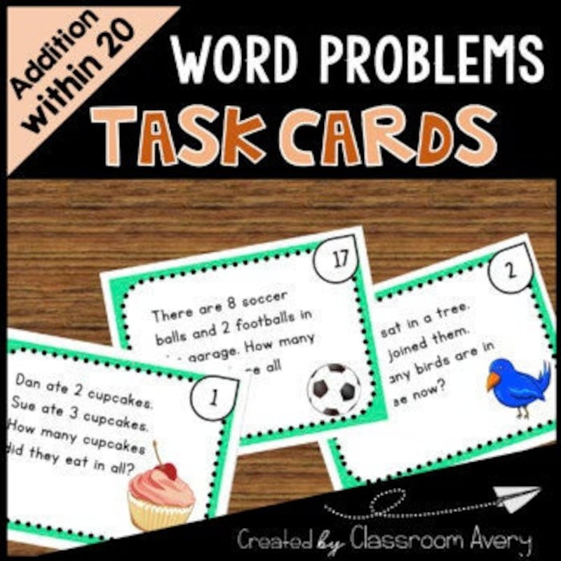 Math Word Problems Cards - Etsy