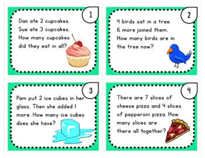 Addition Within 20 Word Problems | Task Cards - Etsy