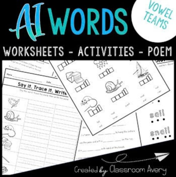 AI Words Activities & Word Work Worksheets Long A Vowel Team | Etsy