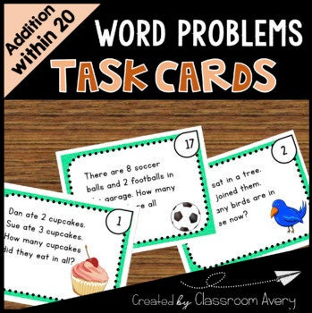 Addition Within 20 Word Problems | Task Cards - Etsy