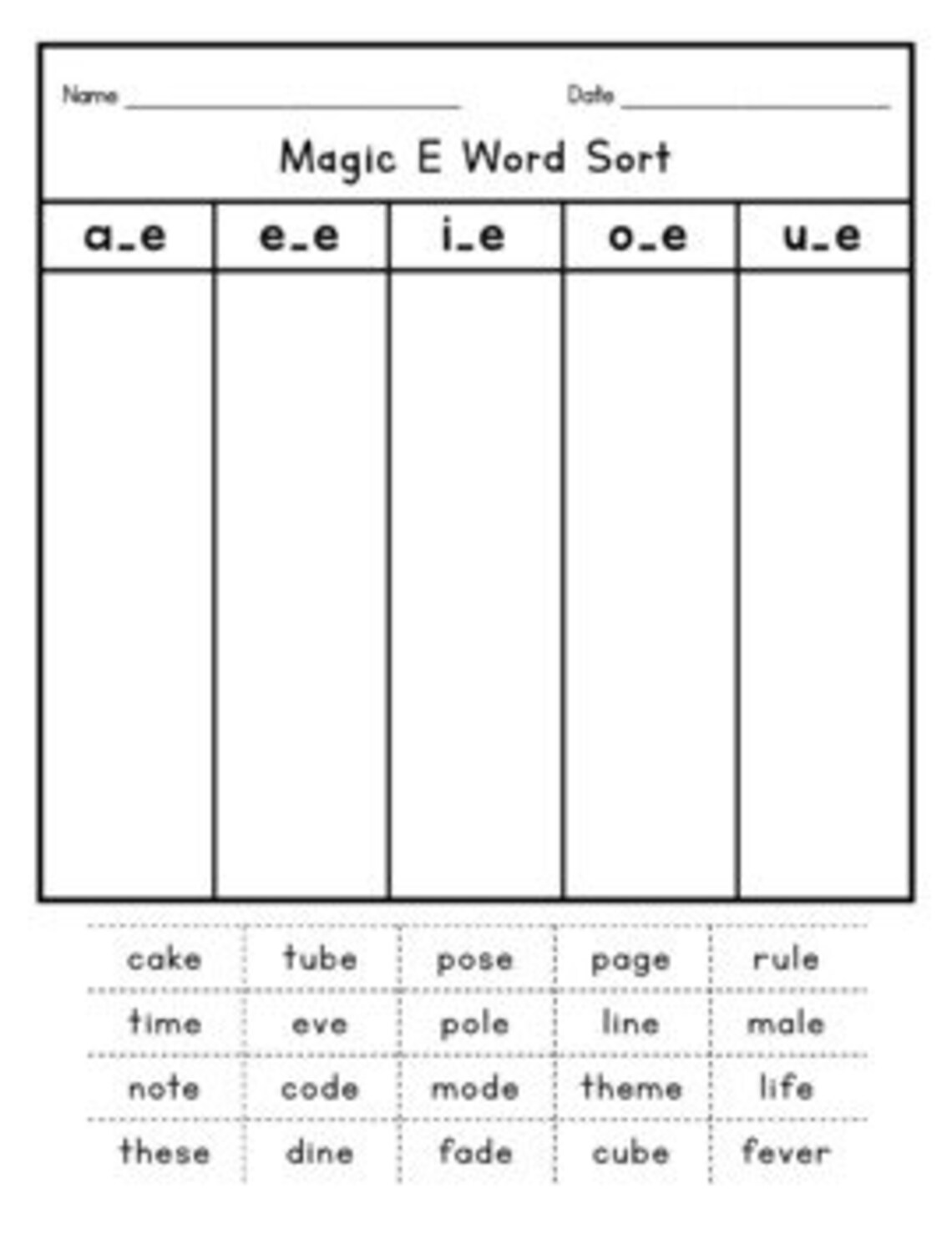 Long Vowel Word Sorts - Etsy