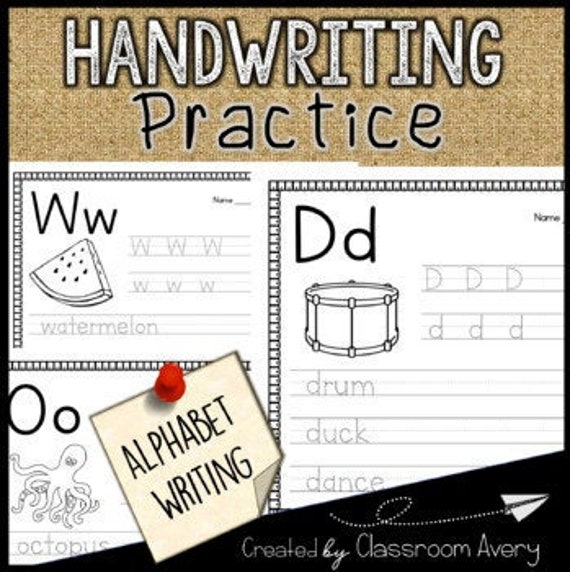 Handwriting Practice Pages Alphabet Writing | Etsy
