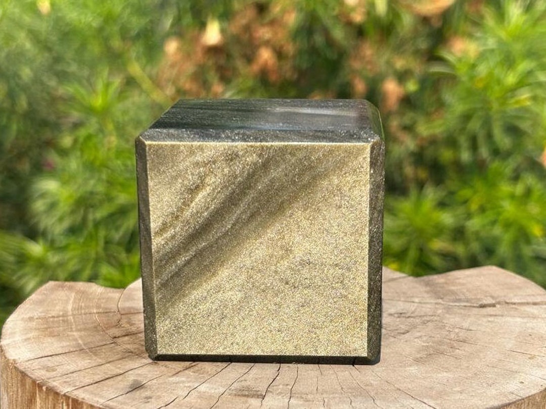 65MM Large Gold Shad Black Obsidian Cube Crystal Cube Black Cube. - Etsy