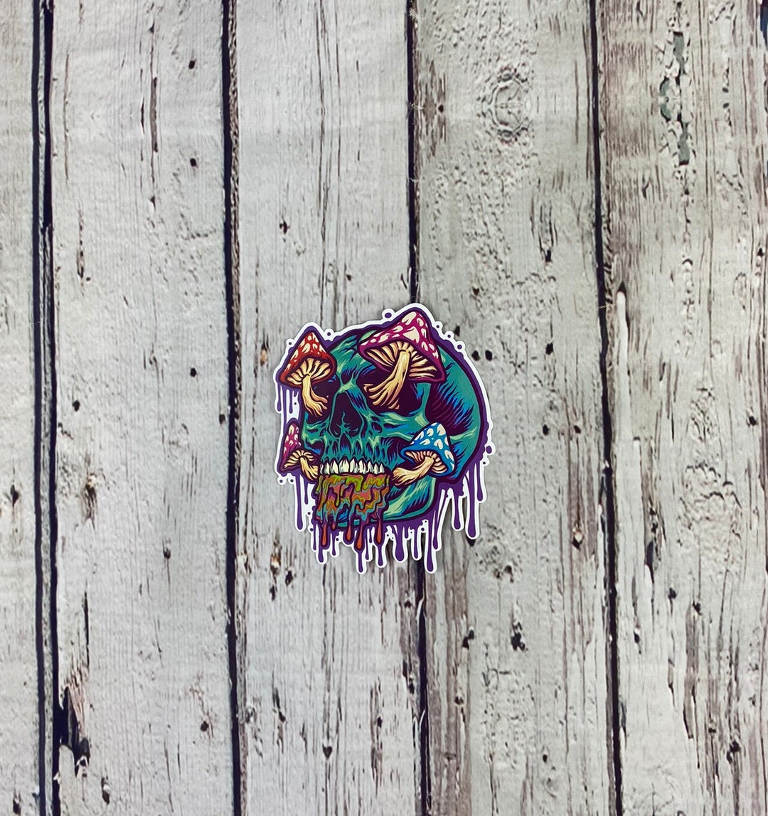 Trippy Mushroom Skull Vinyl Stickers. Mushroom Vinyl Stickers. Skull ...