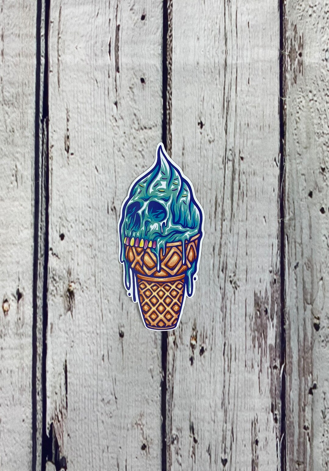 Scary Ice Cream Cone Vinyl Sticker. Scary Vinyl Stickers. Trippy Vinyl ...