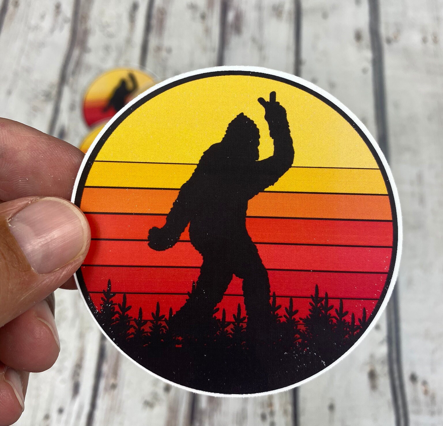 Peace Sign Bigfoot Vinyl Sticker. Bigfoot Sticker/decal. Retro Bigfoot ...