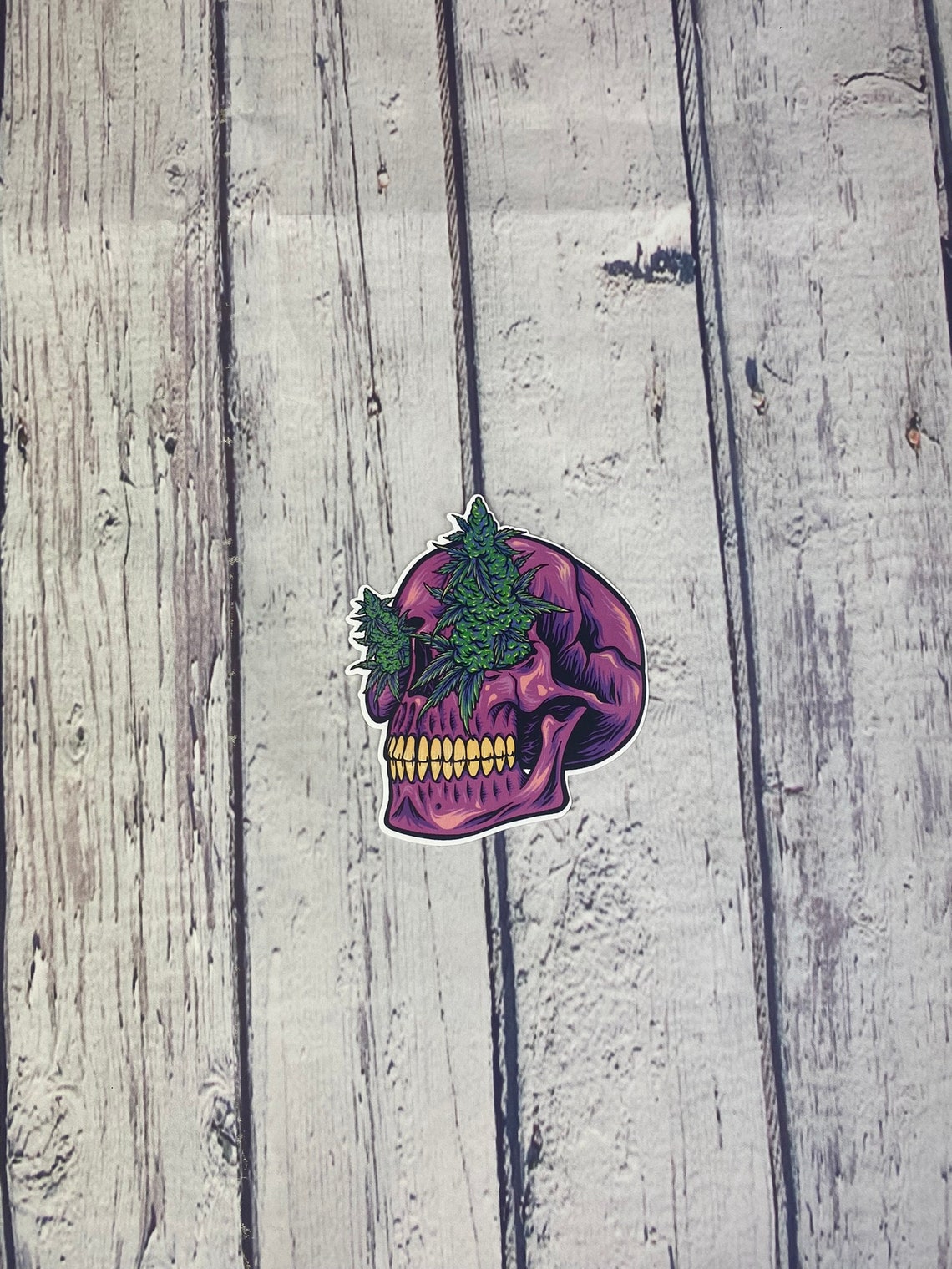 Purple Skull With Marijuana Buds Vinyl Sticker Skull With Cannabis Buds ...