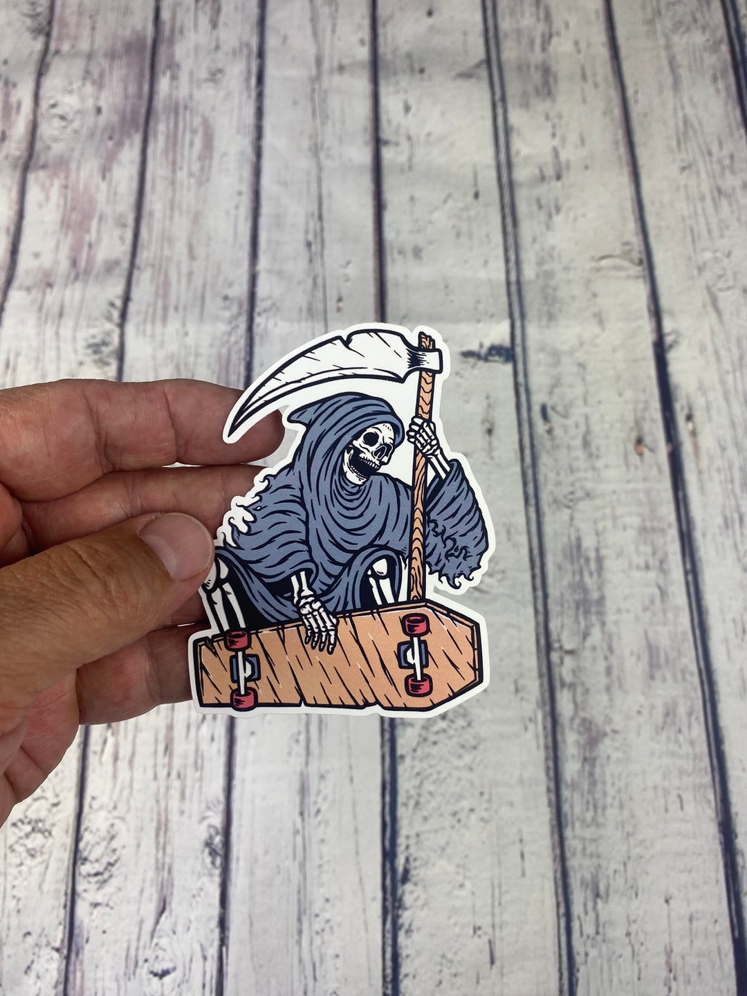 Skateboarding Grim Reaper Vinyl Sticker Grim Reaper Stickers - Etsy