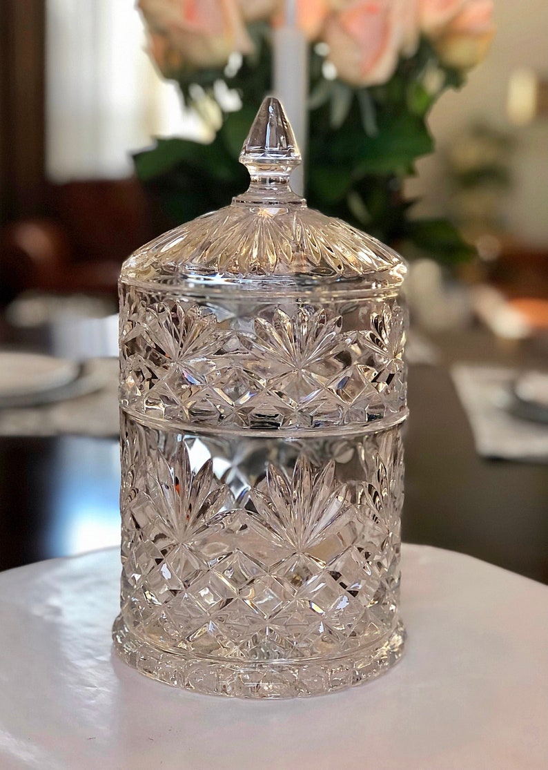 Vintage Shannon Crystal Biscuit Jar: Double Decker Lead Crystal ...