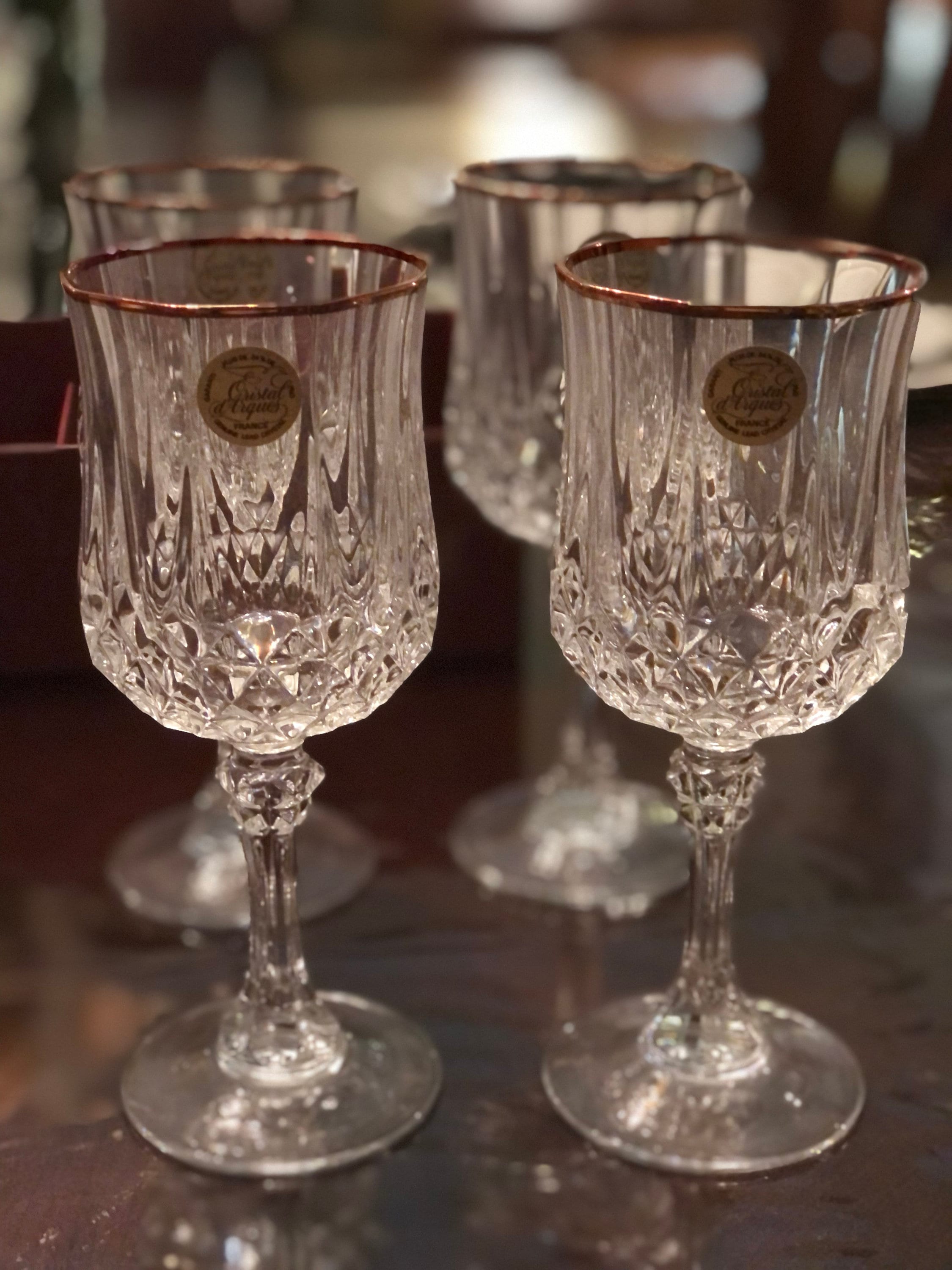 GOLD - French Crystal Glasses, Vintage Cristal Darques Longchamp, 5 3/4 ...