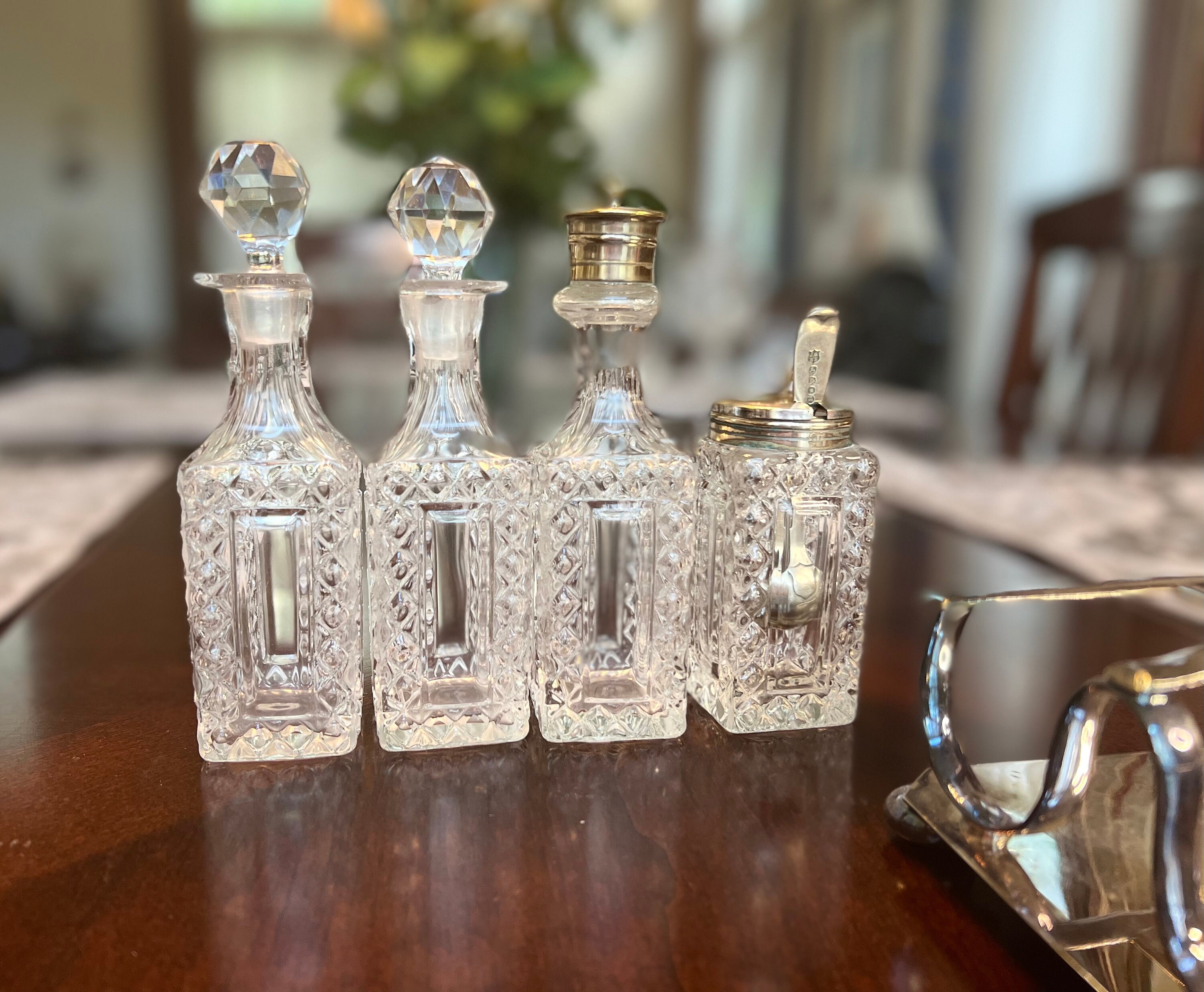 Victorian Silver Plated Cruet Set: Antique Glass Condiment Caddy ...