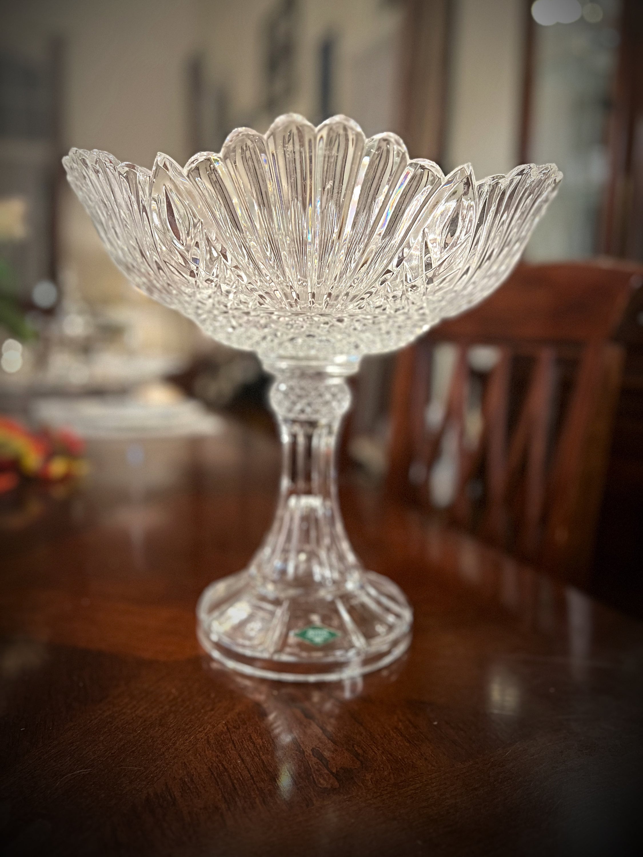 Vintage Diamond Cut Crystal Compote Bowl - Shannon Crystal Design - Etsy