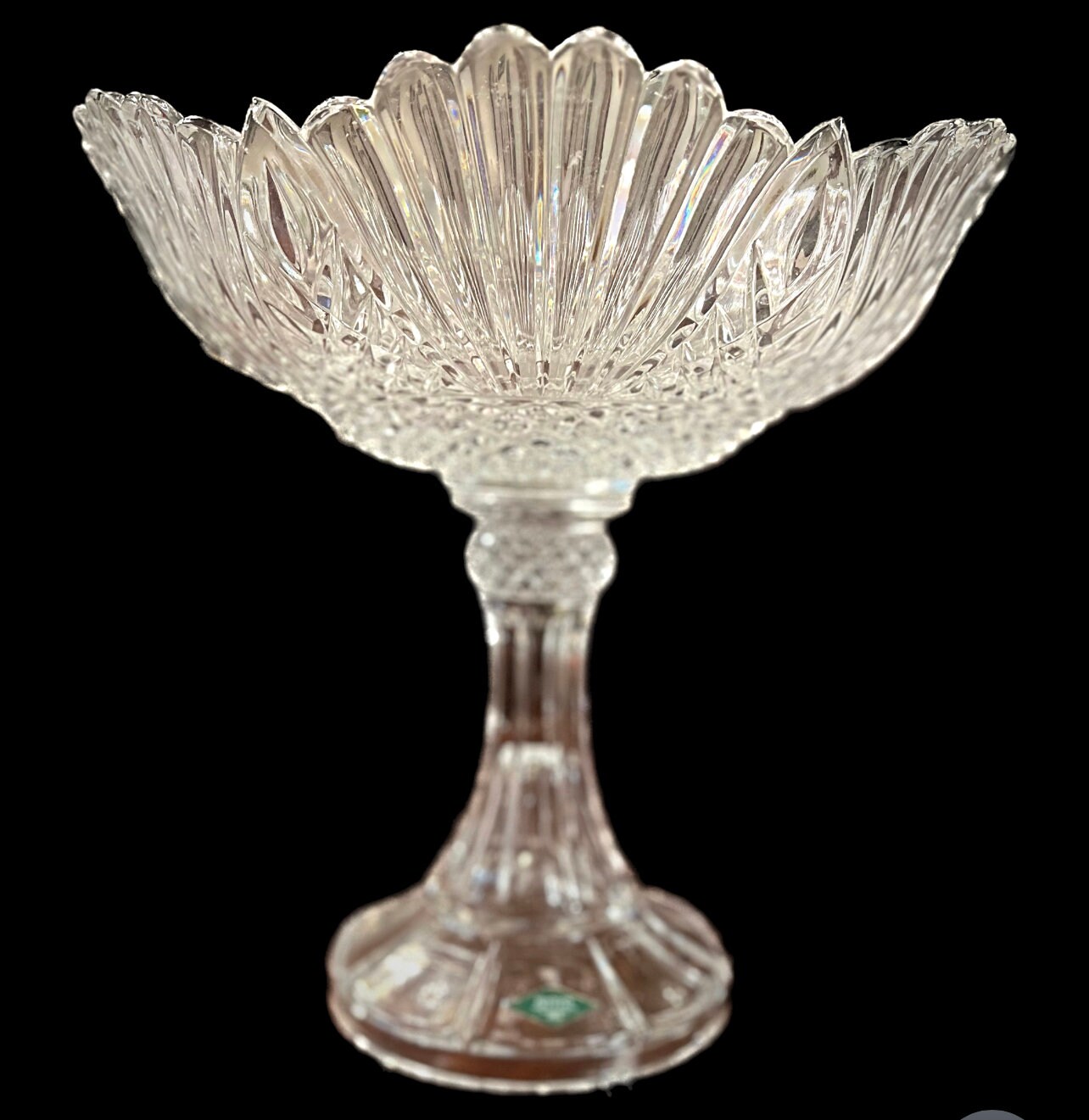 Vintage Diamond Cut Crystal Compote Bowl - Shannon Crystal Design - Etsy