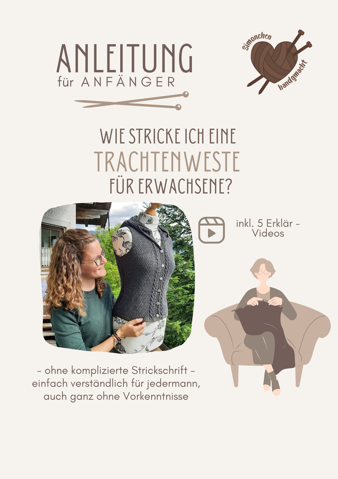 Instructions Traditional Vest for Adults for Beginners Knitting ...