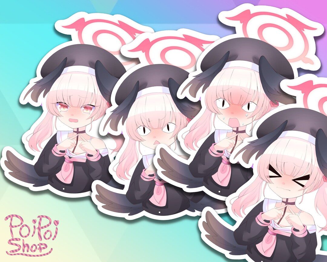 Koharu Shimoe Blue Archive Face Reaction Anime Vinyl Decal Sticker Set ...