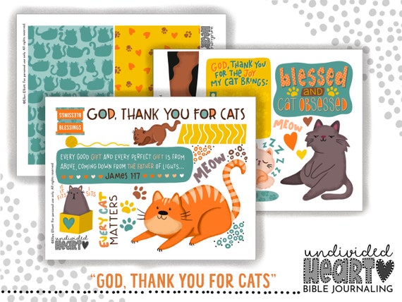 Bible Journaling Printable God Thank You for Cats Creative | Etsy