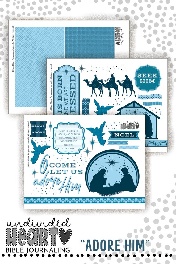 Drawing & Illustration Bible Journaling Printable Adore Him Ephemera ...