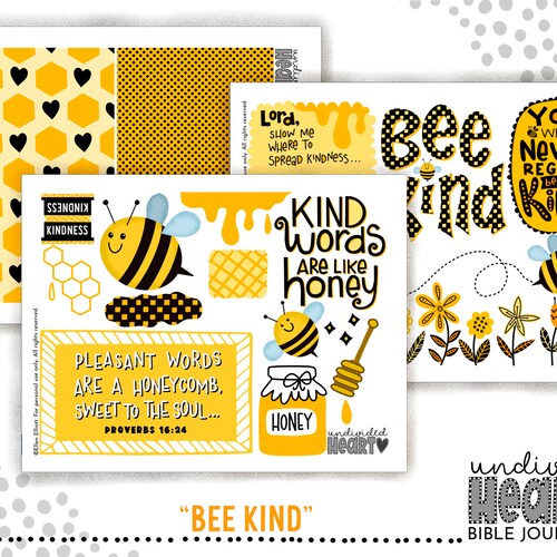 Bible Journaling Printable Bee Kind Creative Christian Faith - Etsy